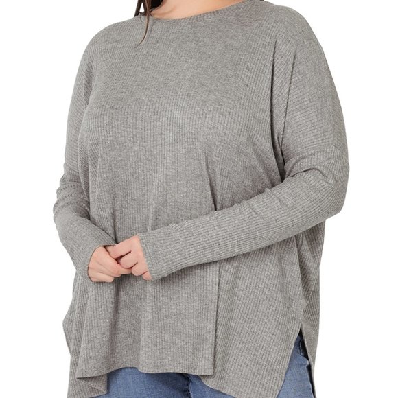Zenana Outfitters | Sweaters | New Zenana Charcoal Plus Size Heather ...
